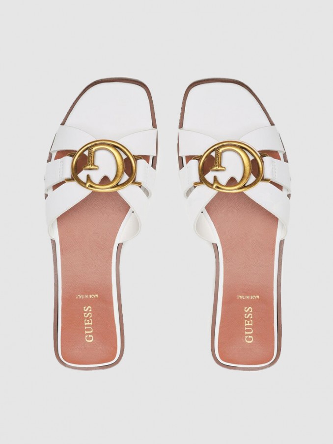 Chinelo Mulher Symo Guess Branco - FL6SYMLEA19.1 | Mellmak
